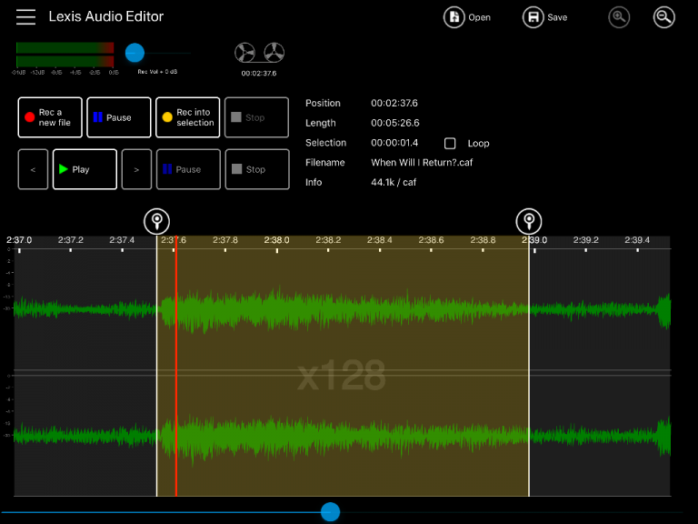 Copy a part of a song from one to an other file – iOS – Lexis Audio Editor