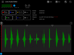 Record direct into an open sound file – iOS – Lexis Audio Editor